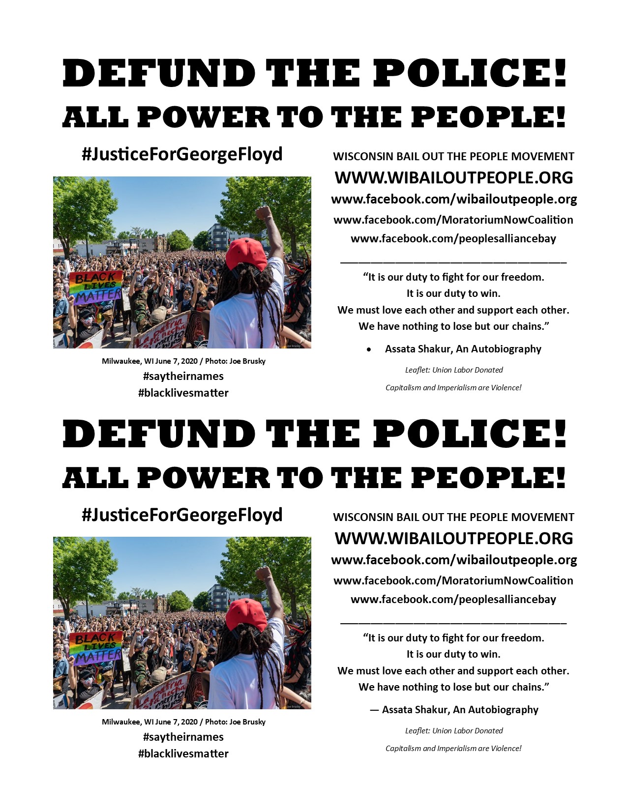 WI BOPM Defund The Police Leaflet June 8 2020 – Wisconsin Bail Out the ...