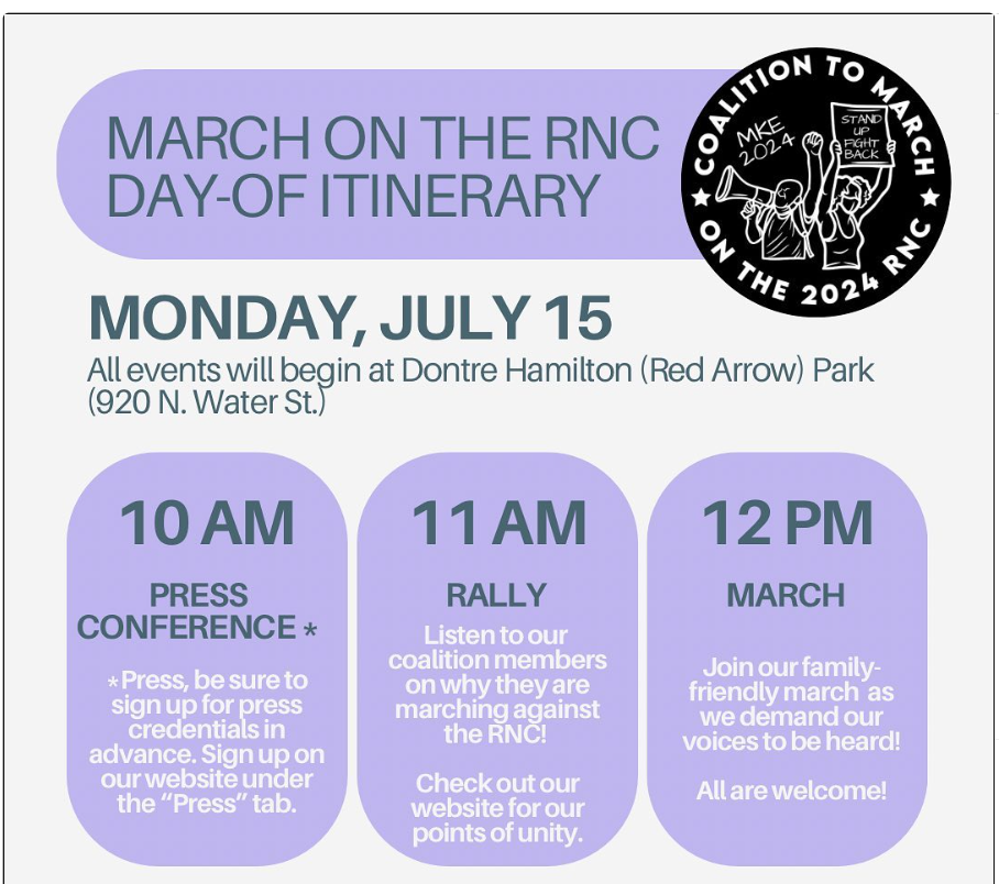 Milwaukee, July 15, 2024: Coalition to March on the RNC Press ...