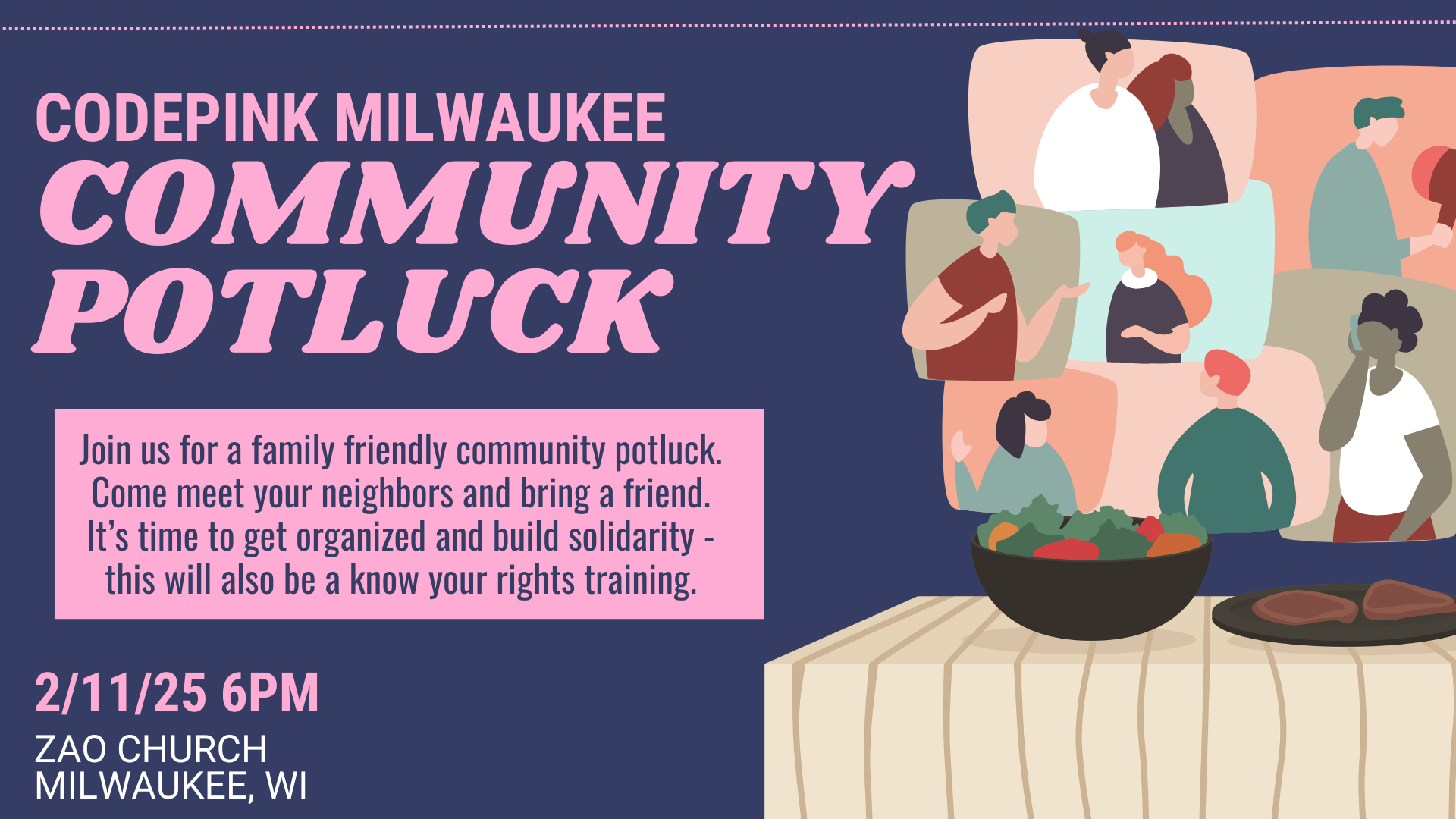 Milwaukee, Feb. 11, 2025: Code Pink Community Potluck – Wisconsin Bail ...