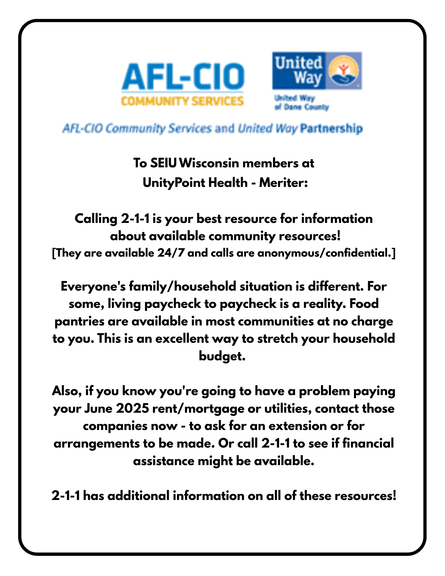 MADISON: Resources for Meriter Nurses Strike May 27-31, 2025 (Flyers ...