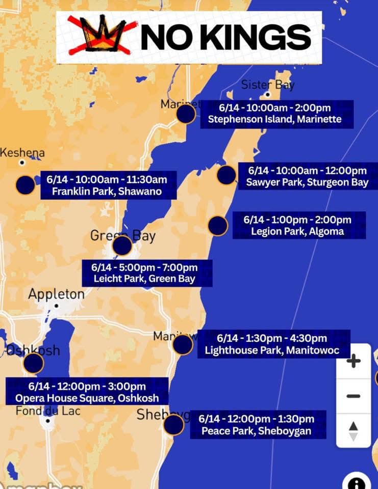 Wisconsin, June 14, 2025: ‘No Kings’ Protests (City Listings ...