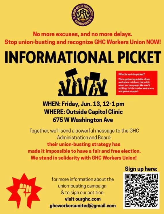 Madison, June 13, 2025: Group Health Cooperative (GHC) Workers ...