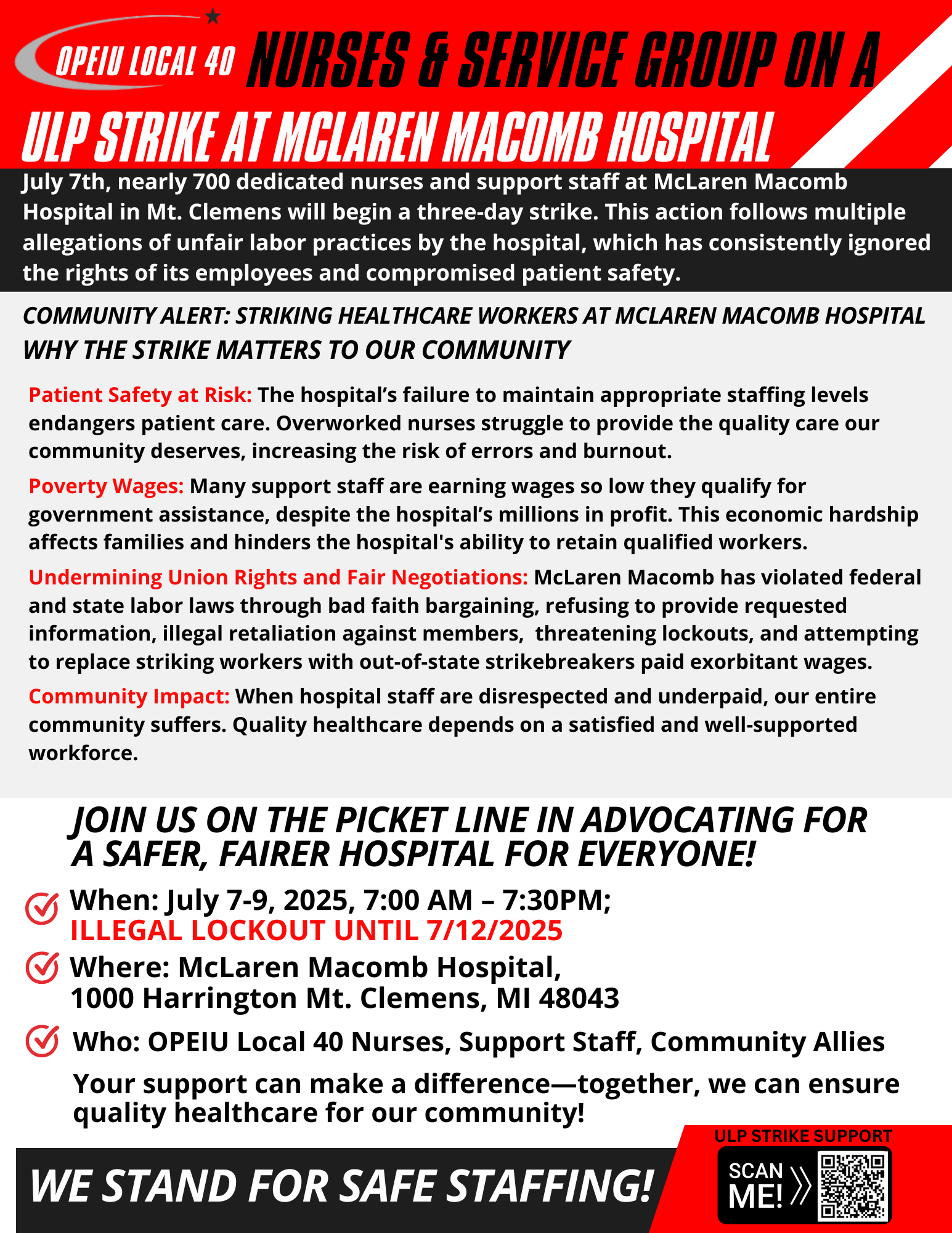 Michigan: OPEIU Local 40 RNs and Support Staff Strike at McLaren Macomb ...