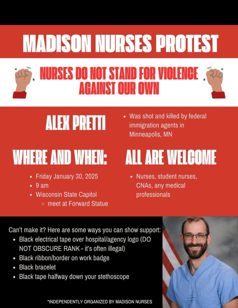 Madison Nurses Vigil January 30, 2026 – Justice for Alex Pretti ...